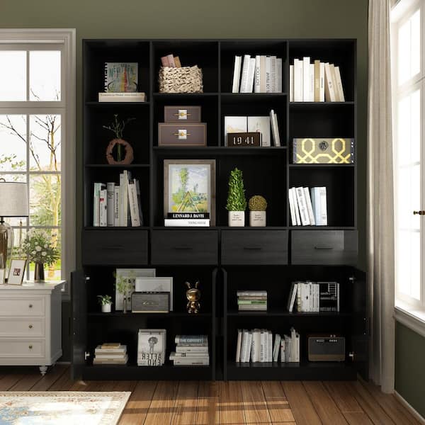 Tall black bookcase store