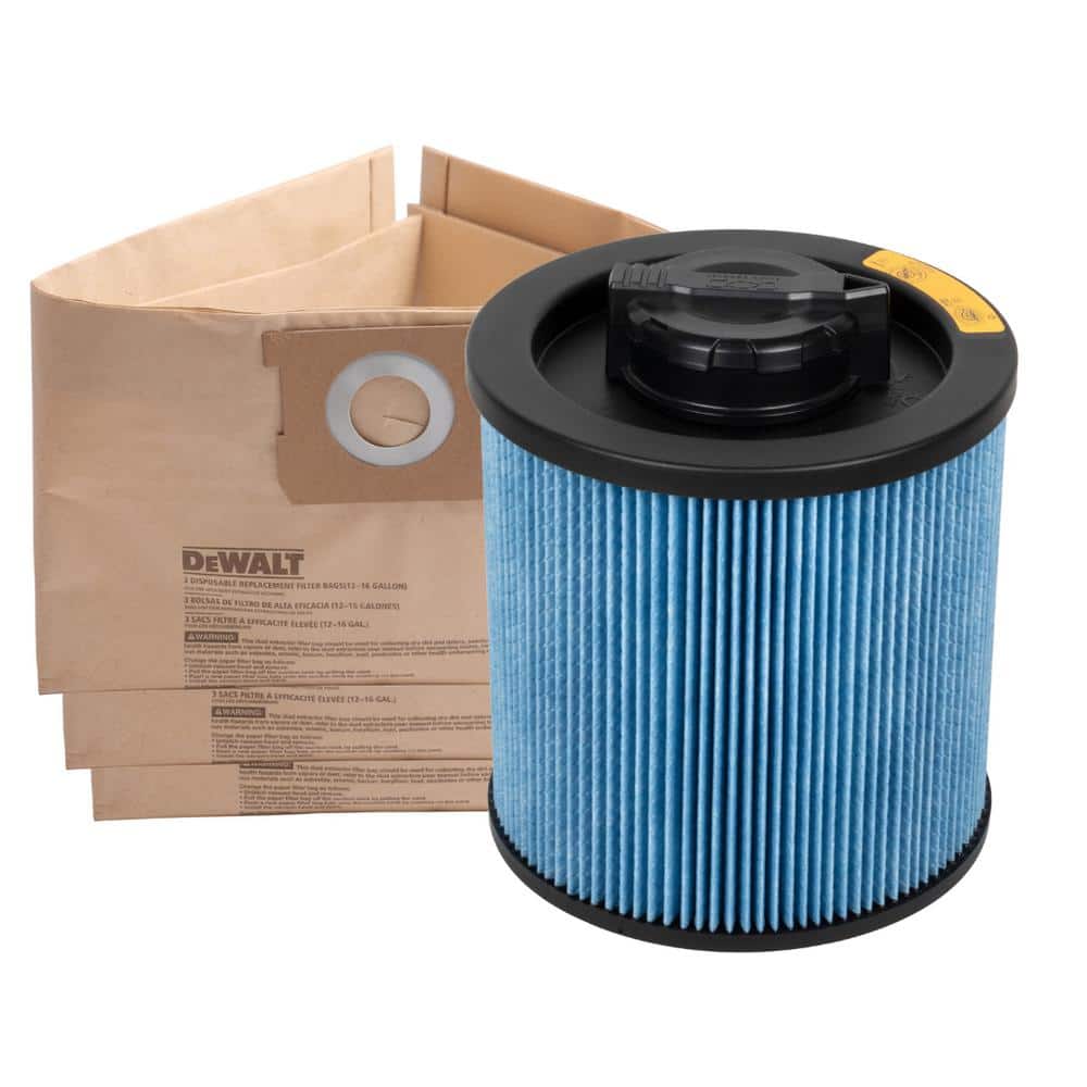 DEWALT 3-Pack Disposable Bag and Fine Dust Cartridge Filter Combo Pack ...