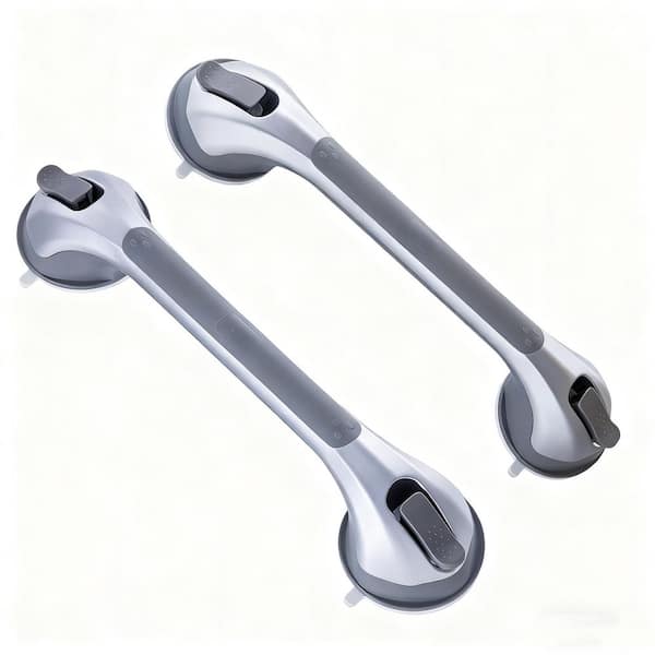 Wudkey 2 Pack 16.8 in. Silver Suction Grab Bar Heavy Duty Shower Handle ...