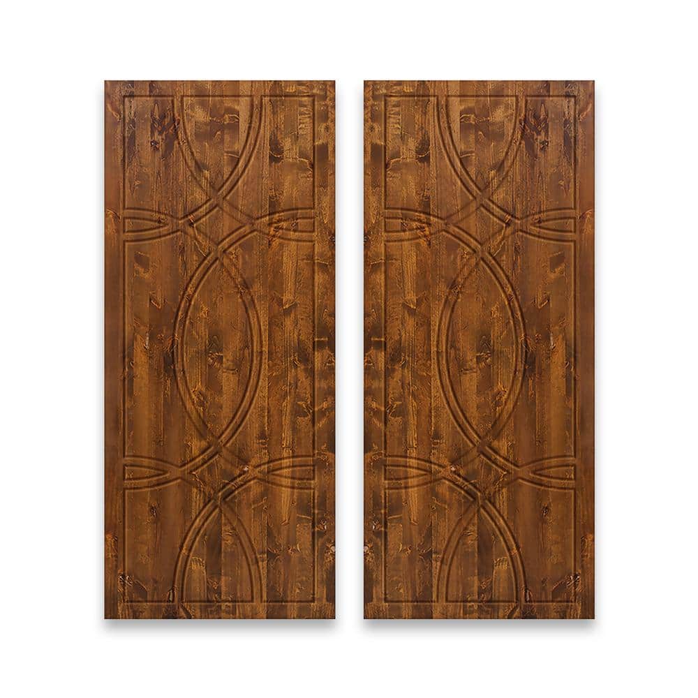 CALHOME 60 in. x 84 in. Hollow Core Walnut Stained Pine Wood Interior ...