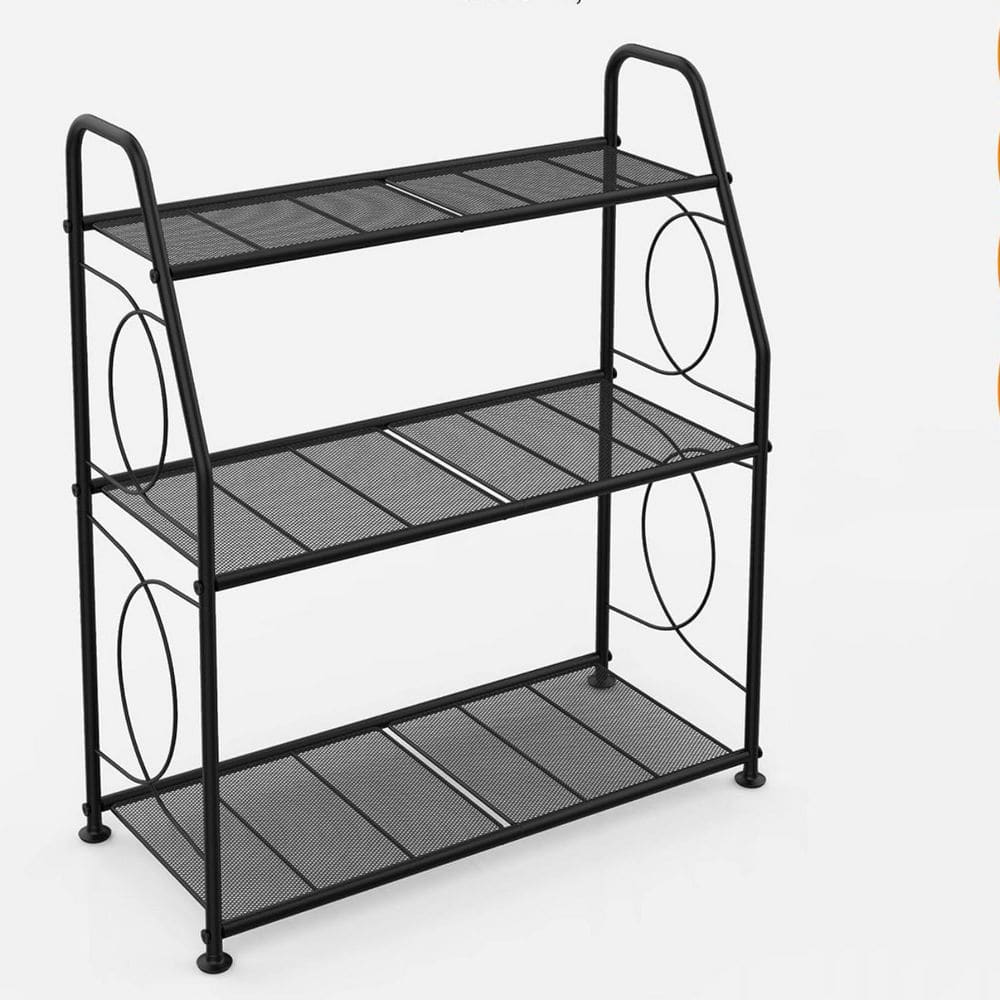 3-Tier Black metal l Plant Stand (26.7 in. H W x 31.4 in. H) L09RVVQWD2 ...