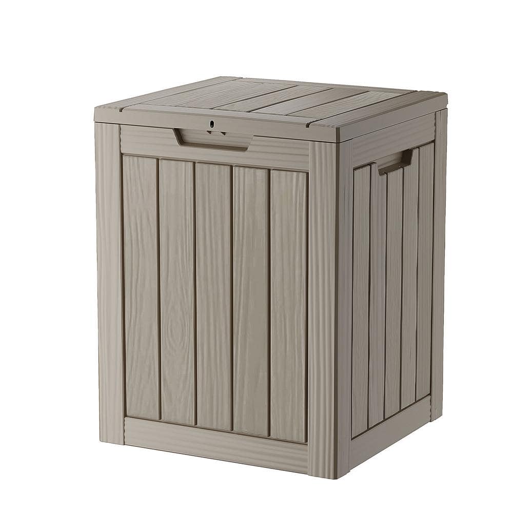 EasyUp 28 Gal. Light Brown Resin Outdoor Storage Deck Box F28GB-LB ...