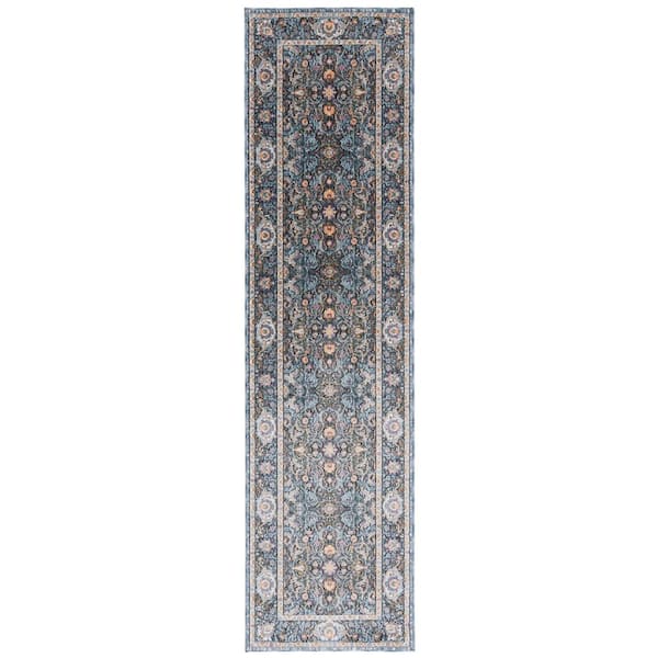 SAFAVIEH Crimson 2 ft. x 8 ft. Blue/Ivory Oriental Floral Runner Rug ...