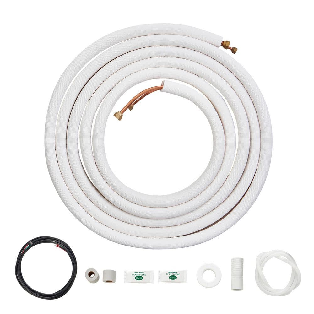VEVOR Mini Split Line Set 1/4 in. and 3/8 in., 25 ft. OD Copper Tubing ...