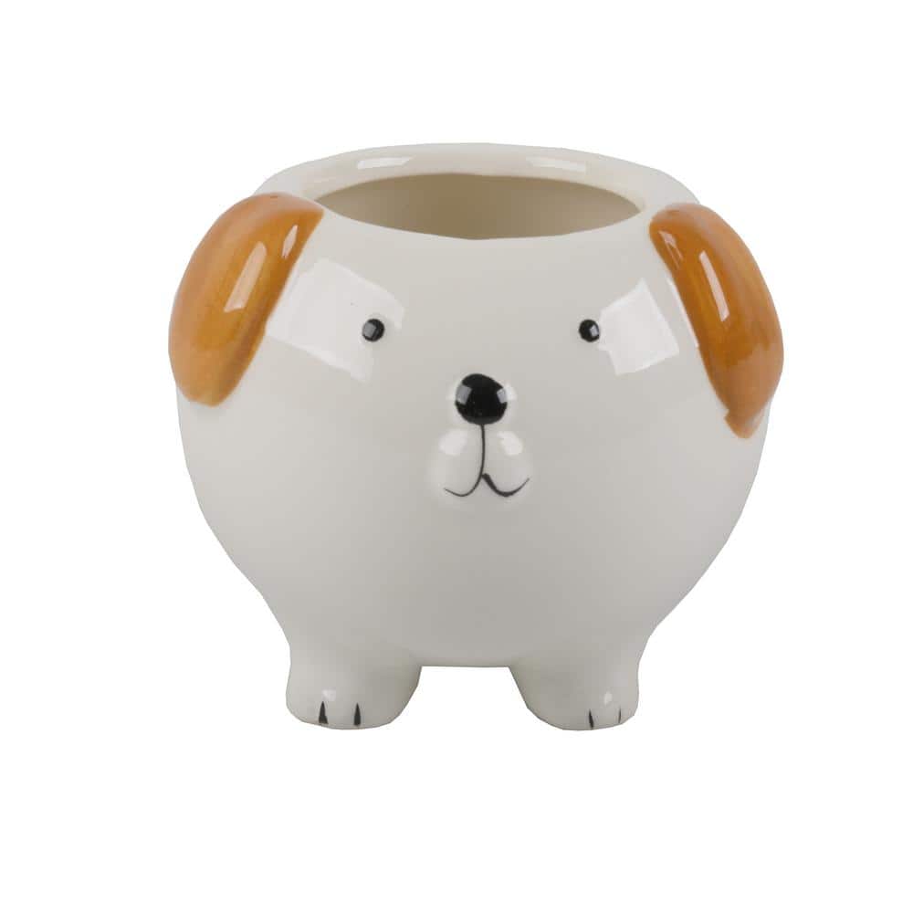 Flora Bunda 4 in. Brown Dog Ceramic Empty Decorative Pot Planter CT518S ...