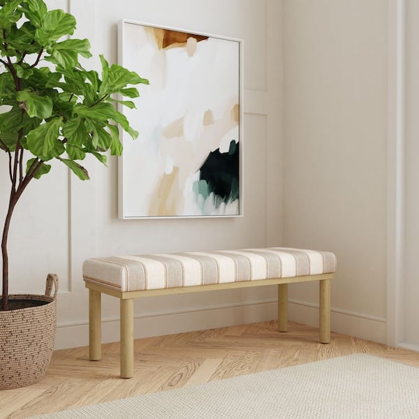 Homepop Oslo Wide Tan Stripe 47.5 in. Bedroom Bench K8695-F2452 - The ...
