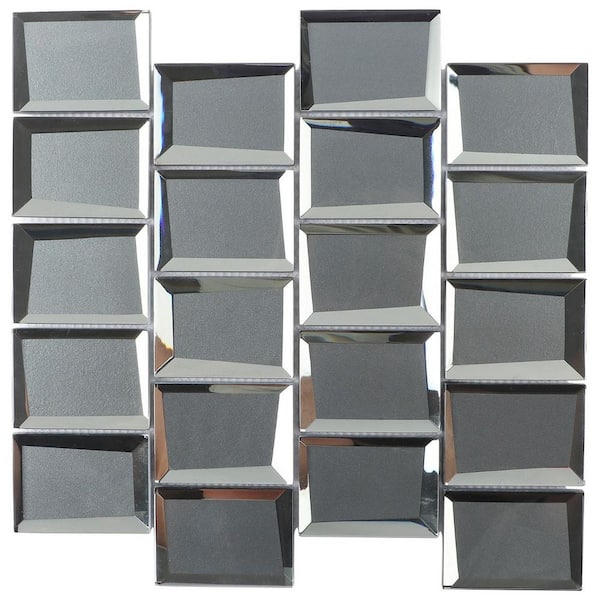 Ivy Hill Tile Aiga Glam Slate Gray 3 in. x 0.31 in. Polished Glass Wall ...