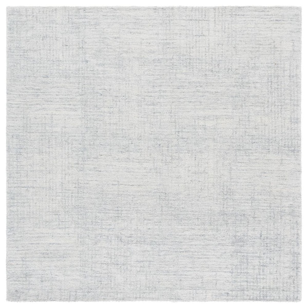 SAFAVIEH Ebony 6 ft. x 6 ft. Gray/Ivory Solid Distressed Square Area ...