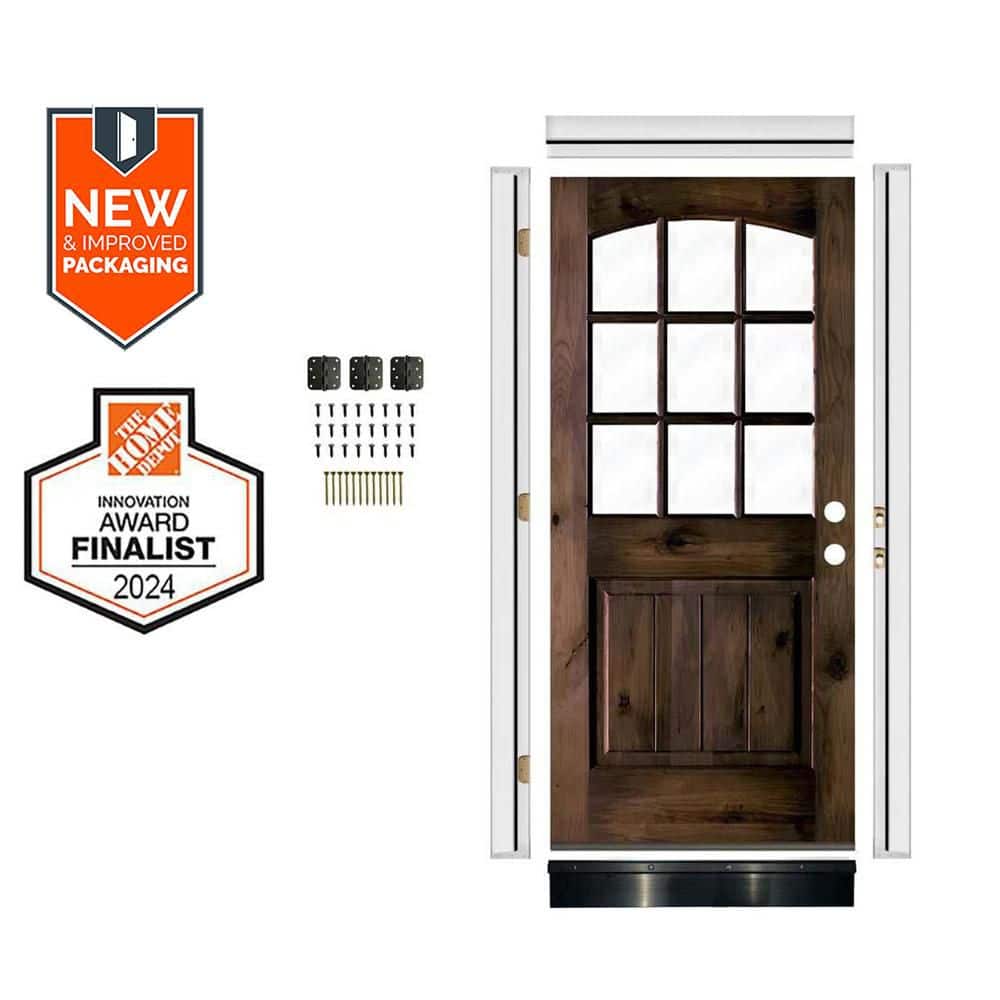 Krosswood Doors 32in.x80in. Arch Top LH Clear Glass Black Stain ...