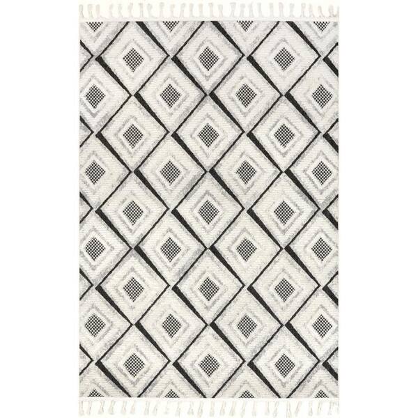nuLOOM Nerissa High/Low Diamond Tasseled Area Rug Beige 7' 10" ft. x 10 ...