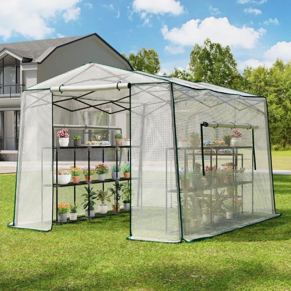 Esunny 8.5 ft. x 11 ft. Portable Walk-in Pop-up Outdoor Garden ...