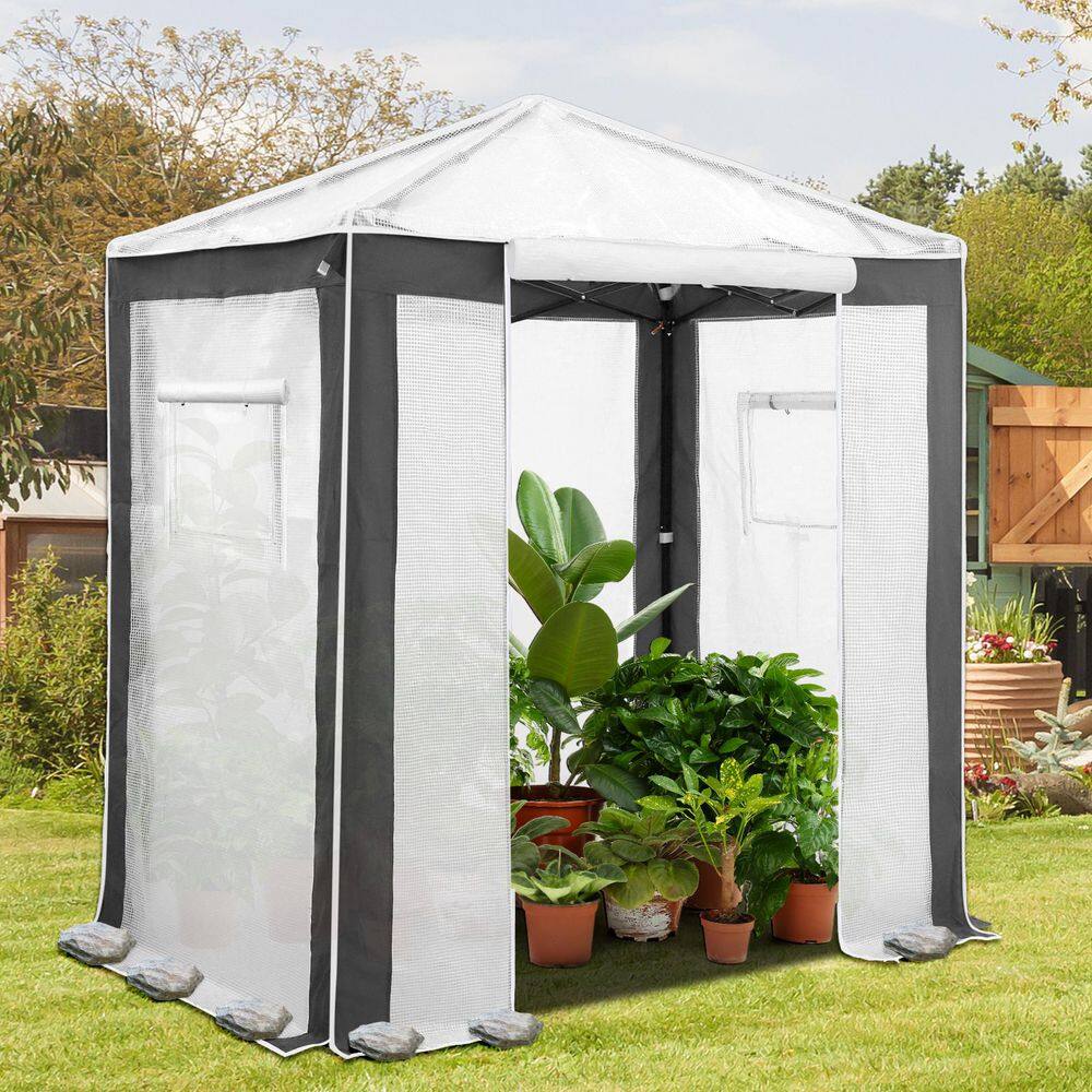 EAGLE PEAK 6 ft. x 4 ft. Foldable Greenhouse Canopy, White/Gray GH24PN ...