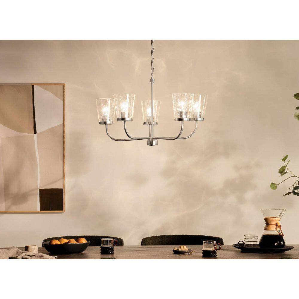 KICHLER Coralise 5-Light Chandelier with Clear Water Glass in Brushed ...