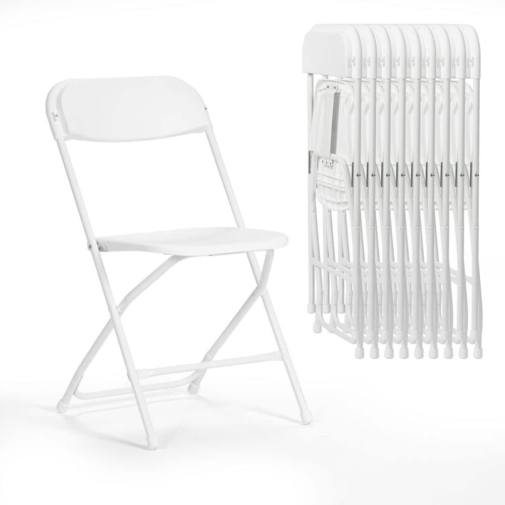 Jinseed White Plastic Folding Chair 350 lbs. Capacity for Events Office ...