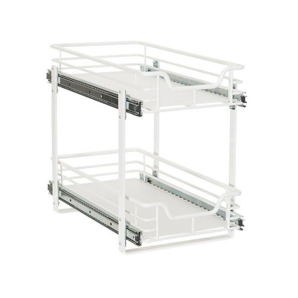 HOUSEHOLD ESSENTIALS 11.5 in. W Metal Dual Slide 2-Tier Organizer in ...