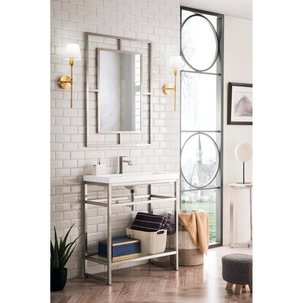 James Martin Vanities Boston 31.5 in. W Stainless Steel Console Sink ...