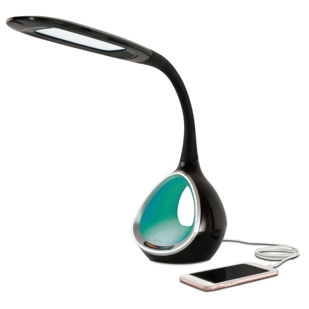 Buy 16 in. Black LED Desk Lamp with Color Changing Tunnel and USB ...