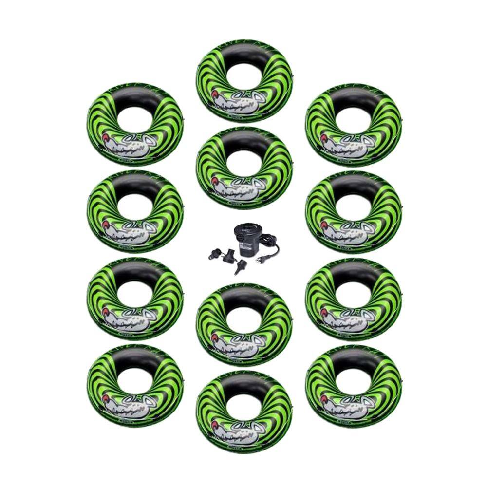 Intex River Rat Inflatable Floating Tube Raft (Set of 12) and Quick ...