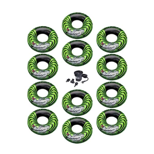 Intex River Rat Inflatable Floating Tube Raft (Set of 12) and Quick ...