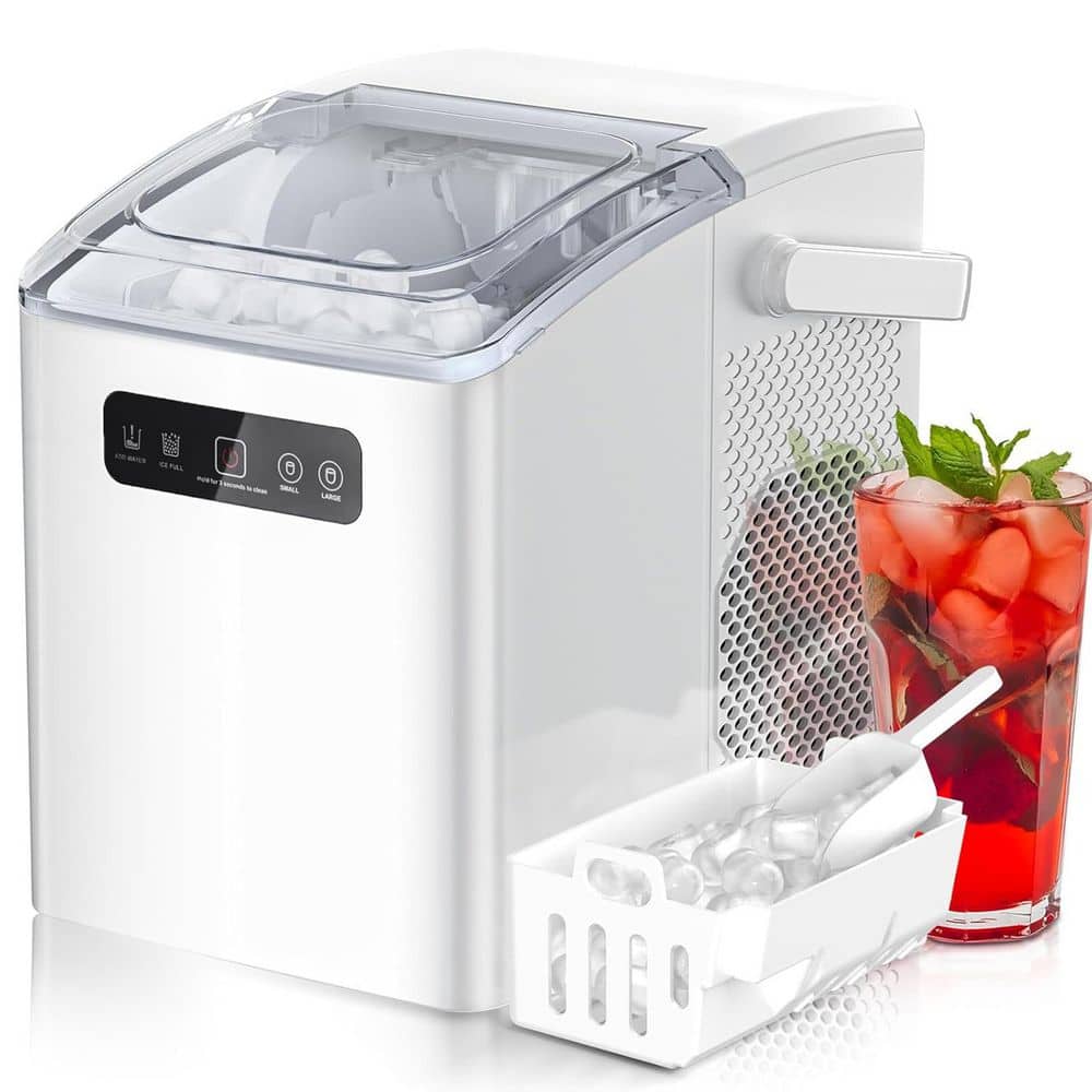 COWSAR 8.07 in. 26 lb. Bullet Ice Counter Top Portable Ice Maker, White ...