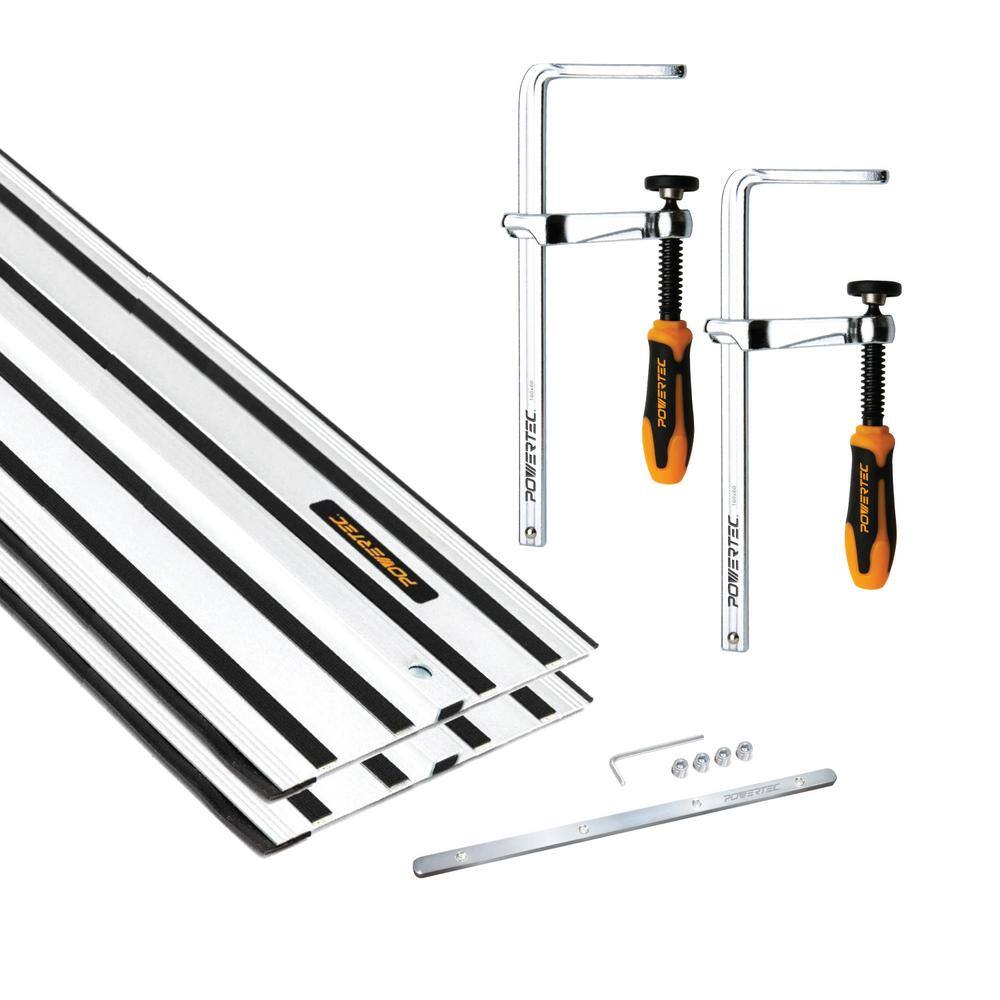 ‎POWERTEC 110 in. Aluminum Track Saw Guide Rail Joining Set for DeWalt ...