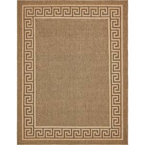 Unique Loom Outdoor Greek Key Brown 8' 0 x 11' 4 Area Rug 3135613