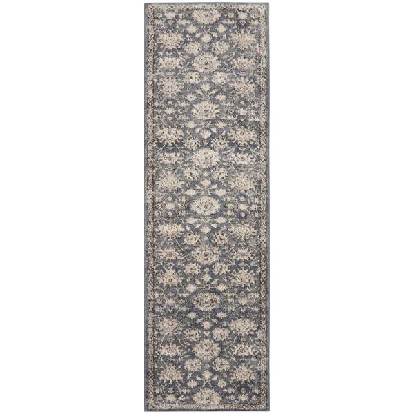 Nourison Concerto Blue/Beige 2 ft. x 8 ft. Farmhouse Kitchen Runner ...
