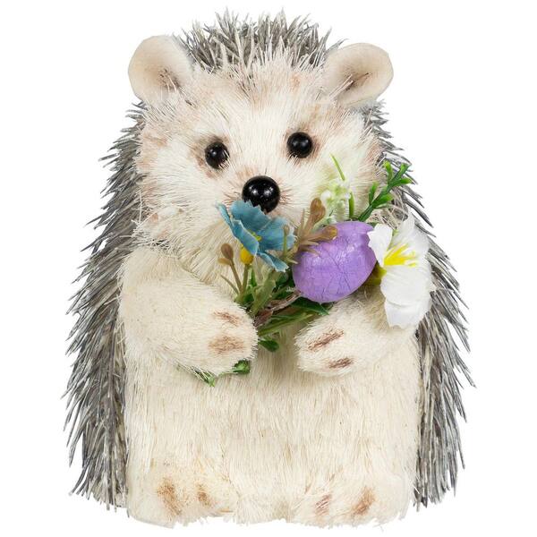 Northlight Hedgehog Floral Easter Figurine-5 in.-Cream and Gray ...