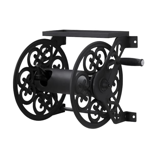 Hampton Bay 125 ft. Aluminum Decorative Garden Hose Wall Mounted Reel ...