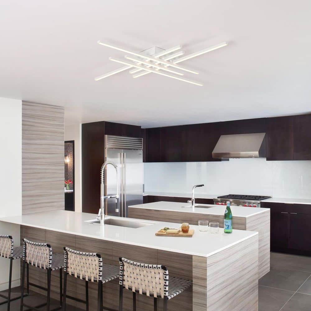 UMEILUCE 40 in. Linear Modern LED Triac Dimmable White Flush Mount ...