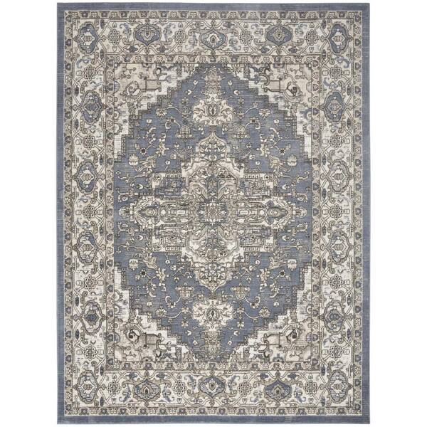 Nourison Concerto Blue 5 ft. x 7 ft. Center medallion Transitional Area ...