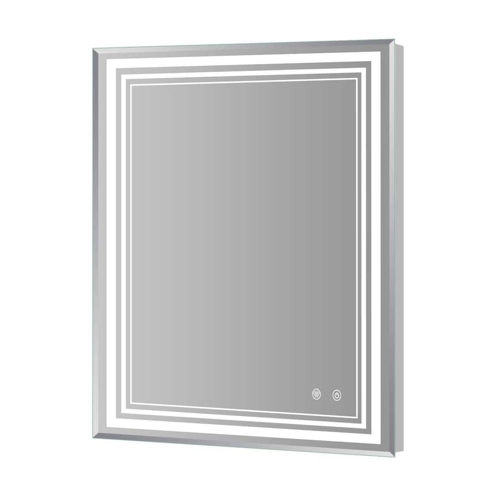 FUNKOL 32 in. W x 40 in. H Rectangular Framed LED Mirror Dimmable Wall ...