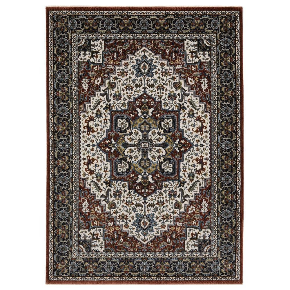 AVERLEY HOME Victoria Red/Multi-Colored 4 ft. x 6 ft. Center Oriental ...