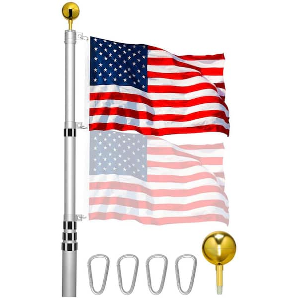 MOEPISY 20FT Telescopic Flagpole Kit for Yard, Adjustable Extra Thick ...