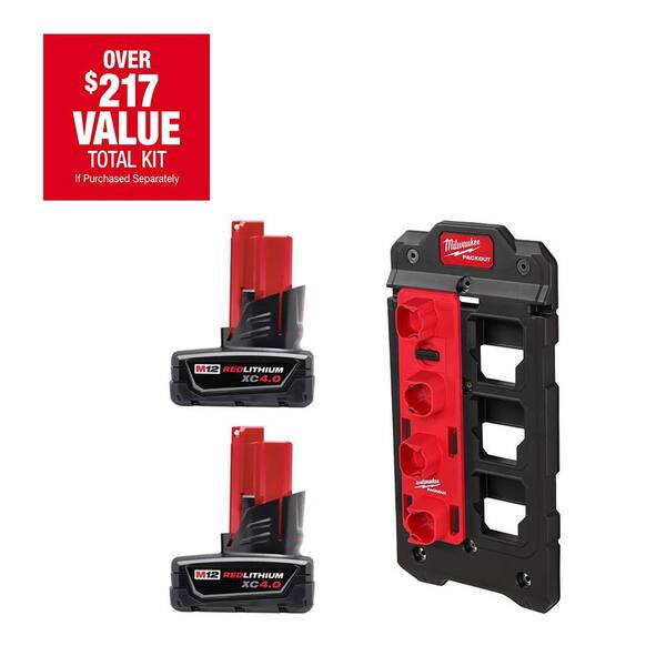 4 Slot M12 Organizer 2-Pack Milwaukee M12 Battery Holders - 4 Slot ...