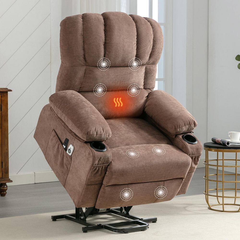 YOFE Large 23.23 in. Wide Seat Brown Fabric Electric Power Lift ...
