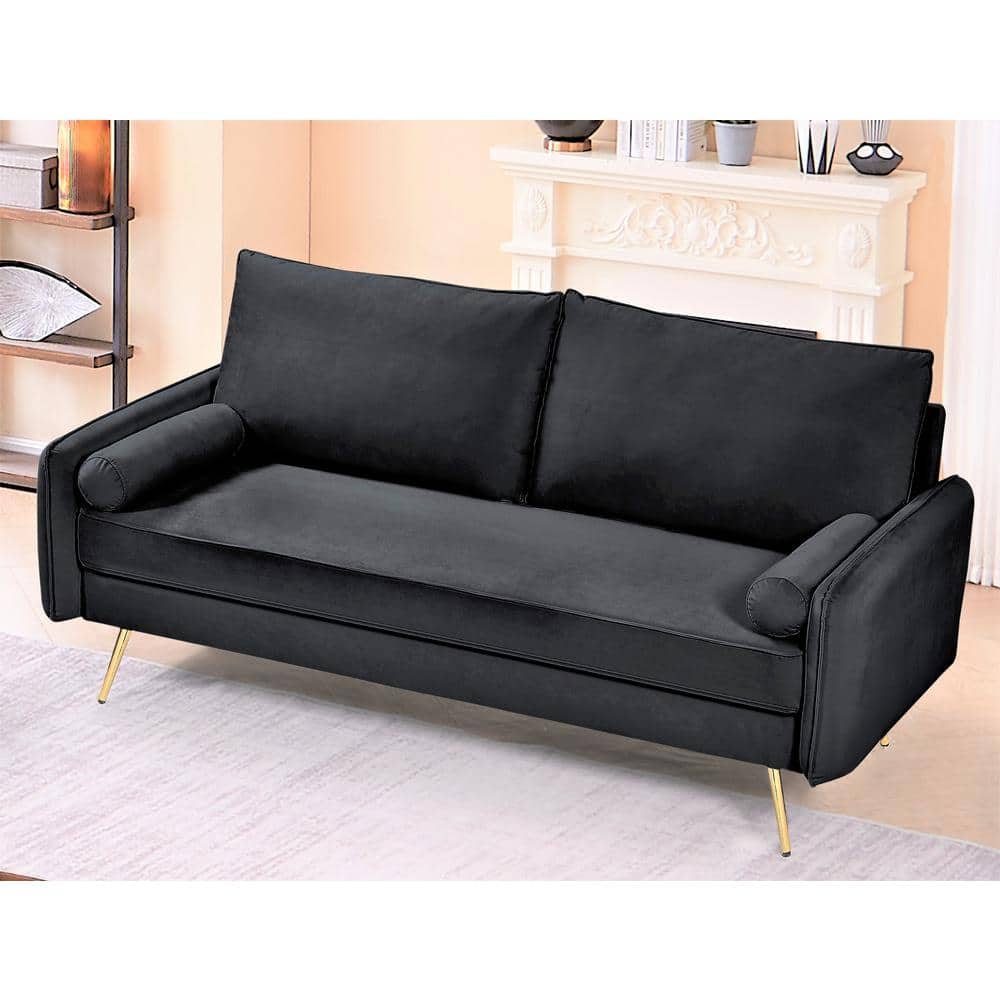 US Pride Furniture Villeda 70 in. Square Arms Velvet Rectangle Sofa in ...
