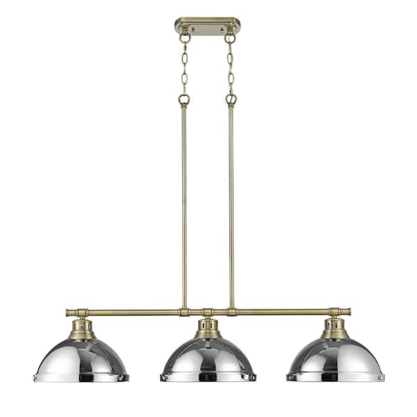 Golden Lighting Duncan 300-Watt 3-Light Aged Brass Pendant Light with ...