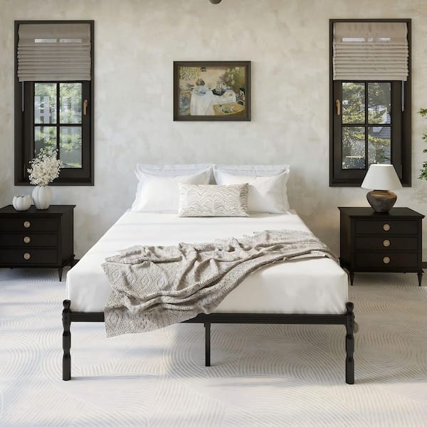 HOMZENE 14 in. Anti-Slip Metal Queen Box Spring Support with Side ...