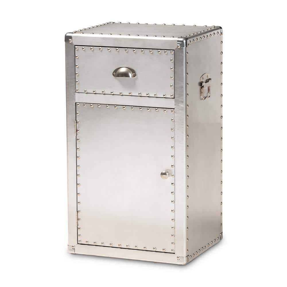 Baxton Studio Serge Silver Storage Cabinet with 1-Drawer 160-10241-HD ...