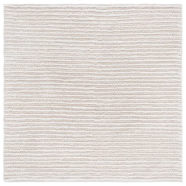 SAFAVIEH Natura 6 ft. x 6 ft. Ivory Striped Solid Marle Square Area Rug ...