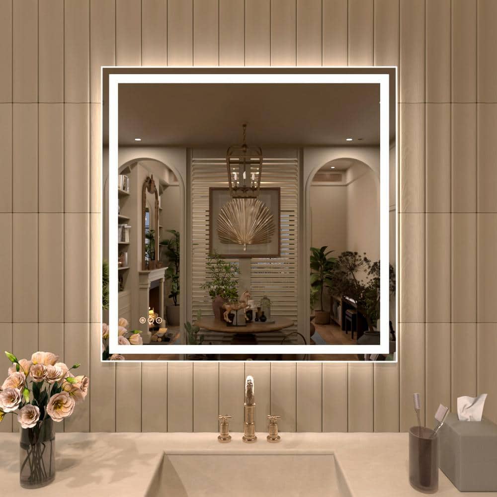 TaiMei TMMV 36 in. W. x 36 in. H Rectangular Frameless LED Light Anti ...