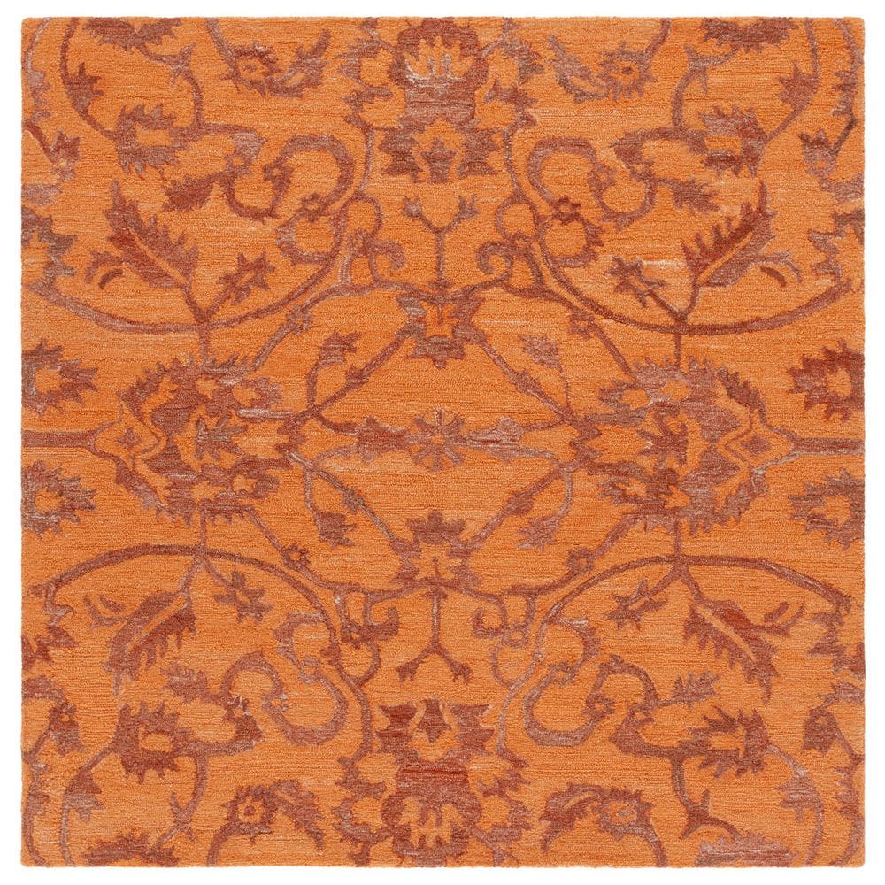 SAFAVIEH Anatolia 6 ft. x 6 ft. Rust Traditional Garden square Area Rug ...