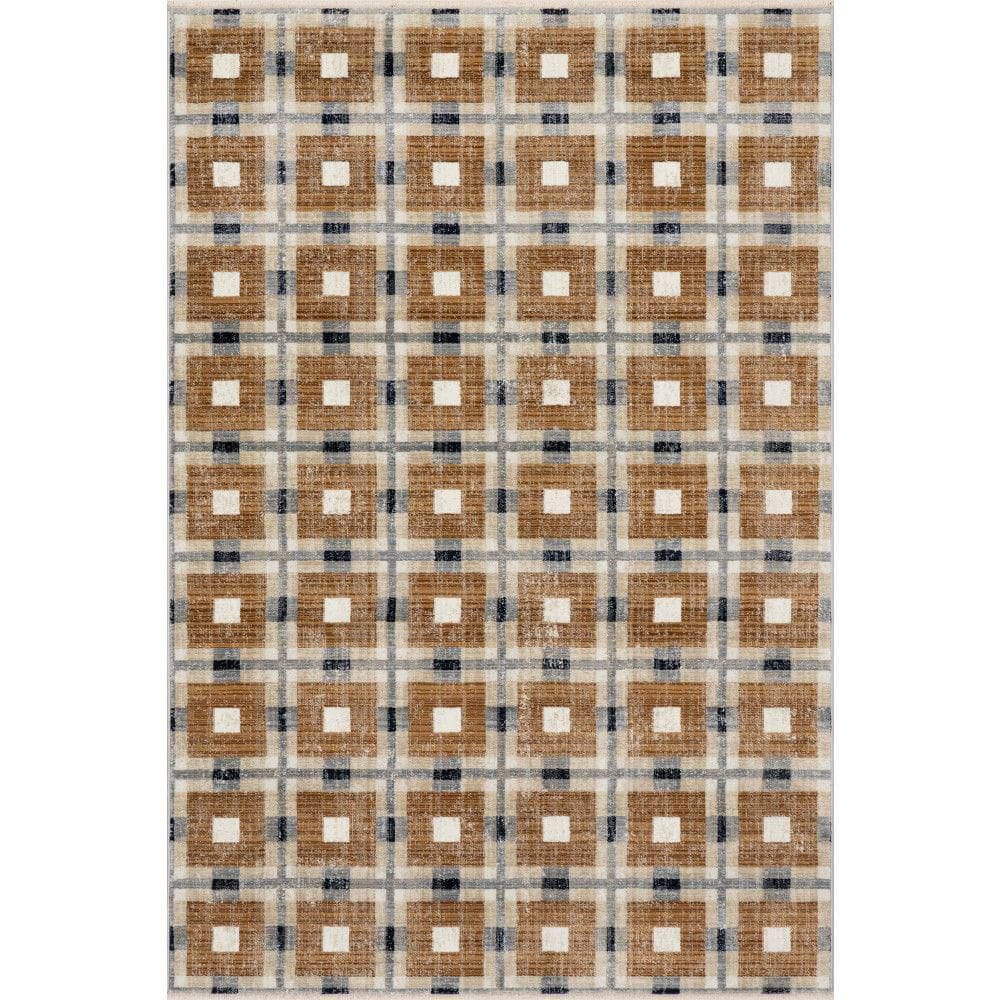 nuLOOM Sorelle Modern Plaid Light Brown 7 ft. x 10 ft. Indoor Area Rug ...