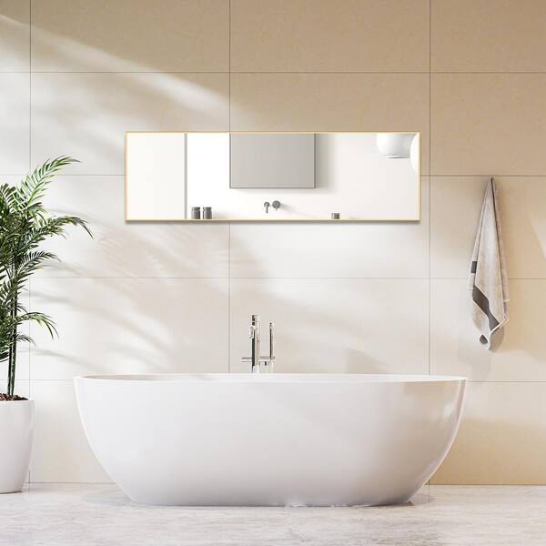 FIRNEWST 59 in. W x 16 in. H Rectangular Gold Aluminum Alloy Framed ...