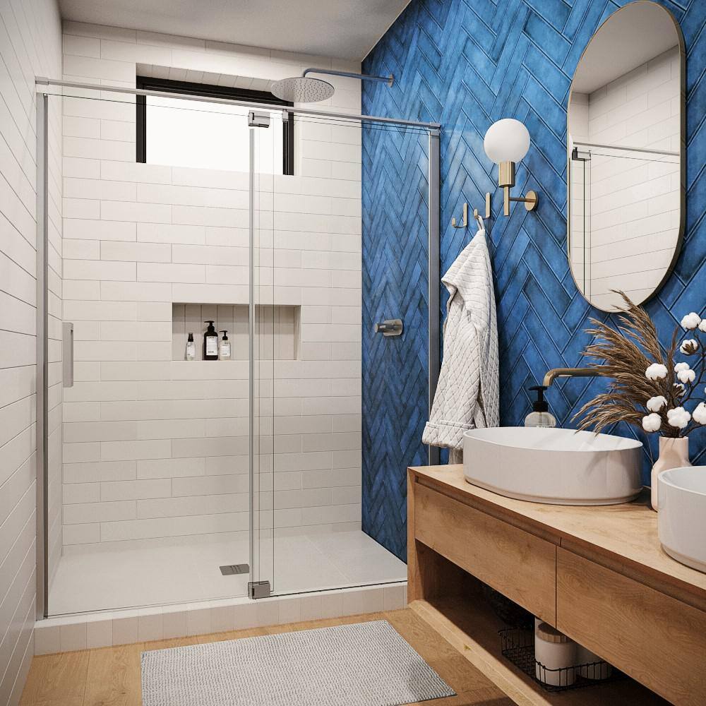 Streamline Enna 48 in. W x 74 in. H Pivot Shower Door, CrystalTech ...