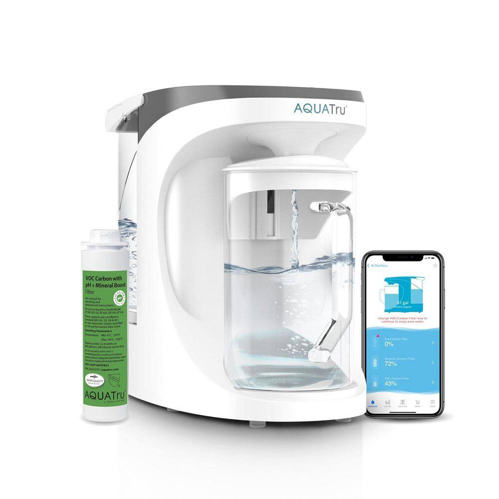 AQUA TRU Countertop Reverse Osmosis Water Purifier in White with 4 ...
