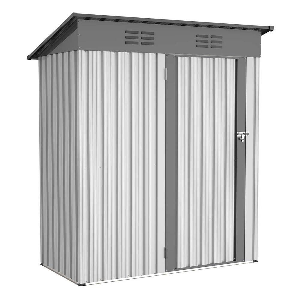 5 ft. W x 3 ft. D Outdoor Metal Shed with Lockable Doors, Tool Storage ...