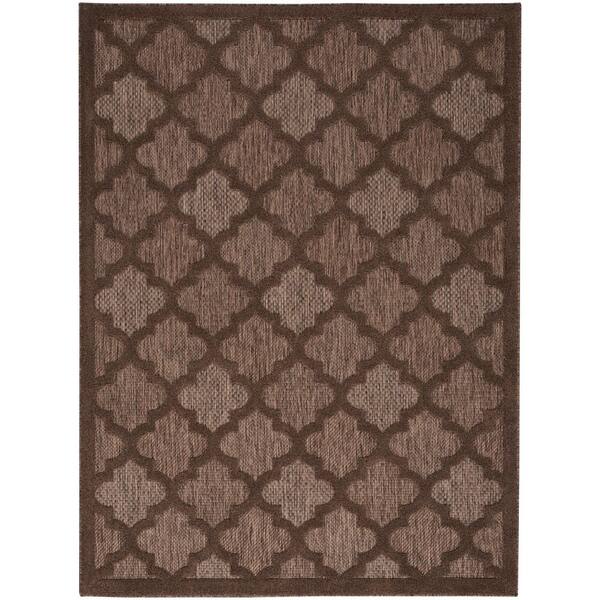 Nourison Easy Care Brown 6 ft. x 9 ft. Trellis Contemporary Area Rug ...