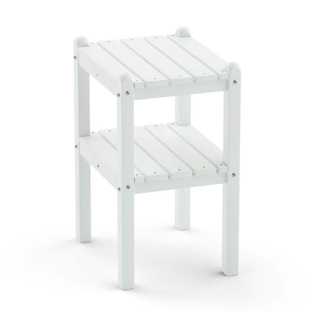 Cesicia White Plastic Outdoor Double Side Table with Weather Resistant ...